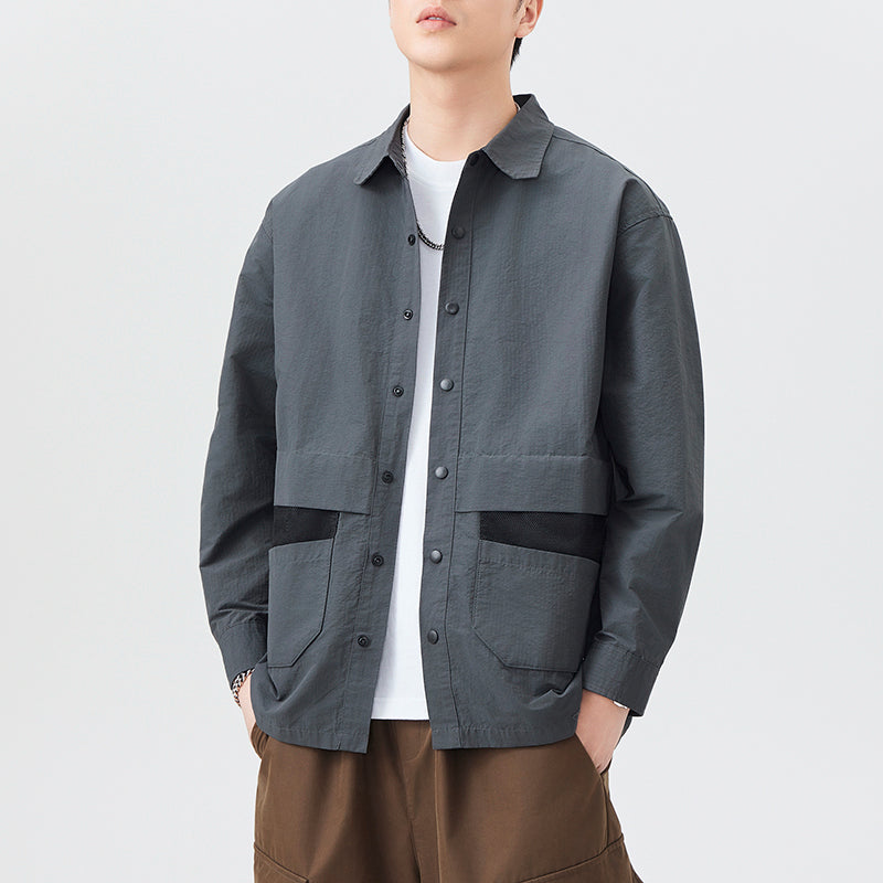 #A129-T9003# Mountain outdoor long-sleeved loose shirt Japanese style ...